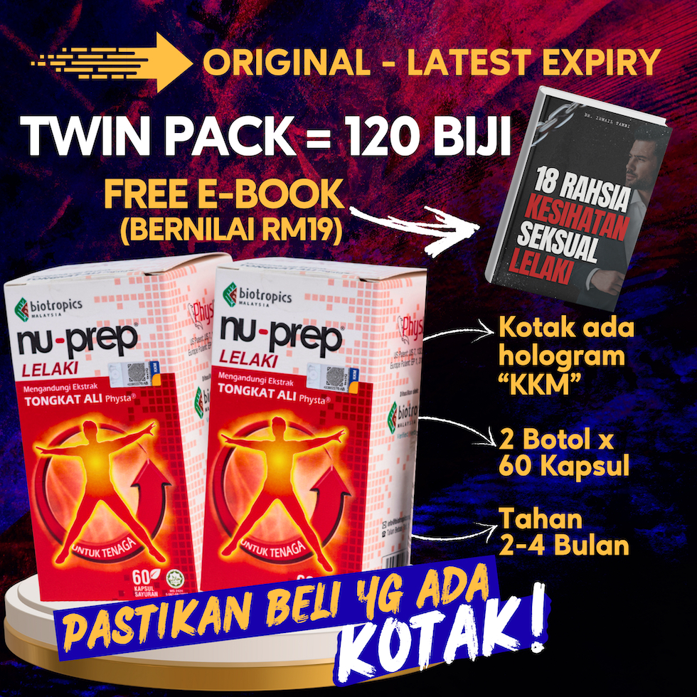 TWIN PACK🔥 Nu Prep Lelaki (2 Botol x 60 Kapsul) FREE E-BOOK [Tongkat Ali, Nuprep, Mens Formula ...