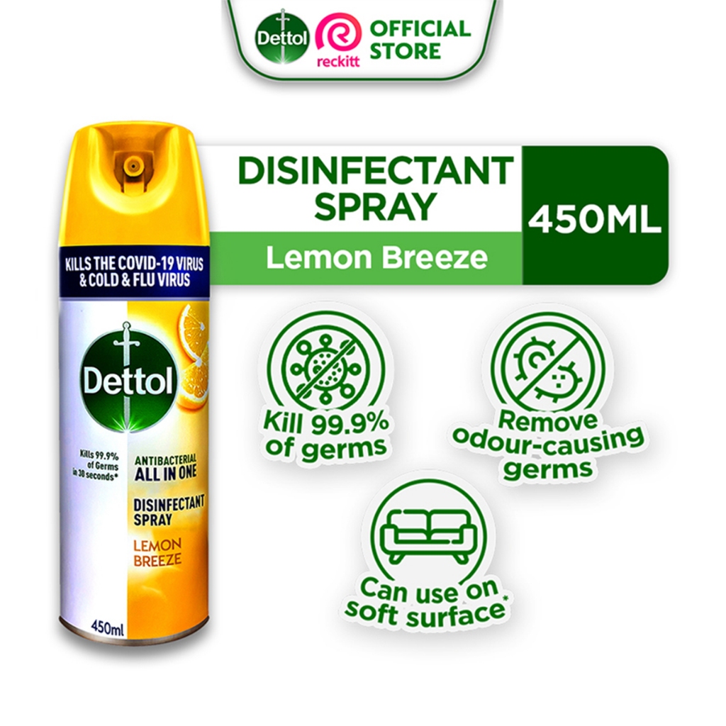 Dettol Multi-Surface Disinfectant Spray Lemon Breeze 450 ML | Shopee ...