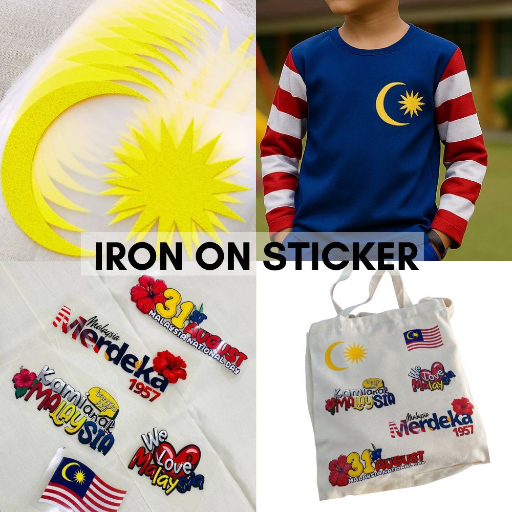 Iron On Sticker Logo Bulan Bintang/ Sticker Baju Gosok Tema Merdeka ...
