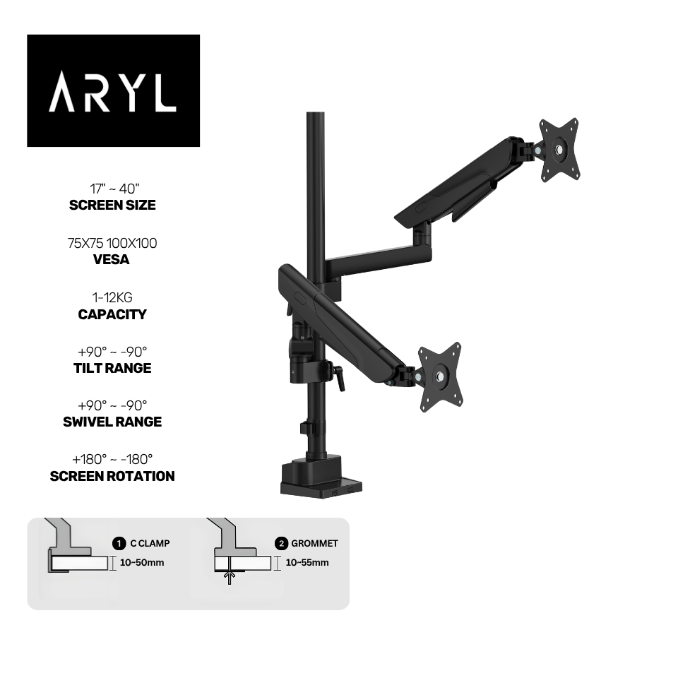 the Aryl™ Flex Dual Stackable Monitor Arm | Shopee Malaysia