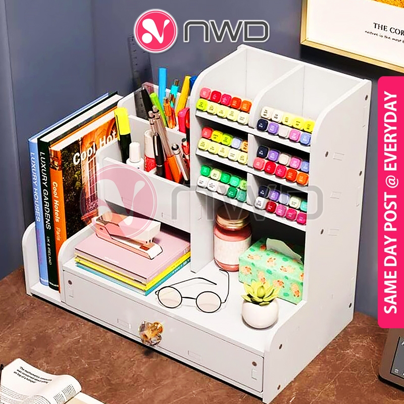 𝗨𝗟𝗧𝗥𝗔 𝗖𝗔𝗣𝗔𝗖𝗜𝗧𝗬 》Stationery Desktop Organizer Box Multi Layer Pencil Pen ...