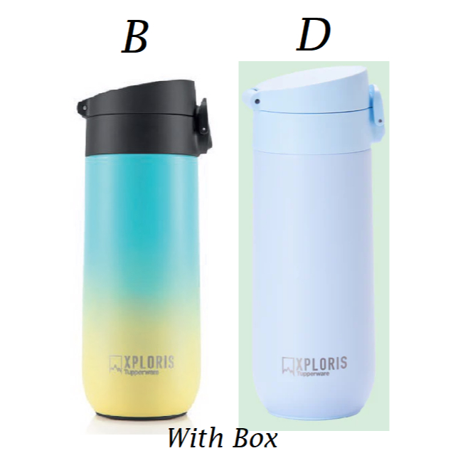 *B or D 1pc*Tupperware Xploris Easy Open Flask (1) 450ml With Gift Box coffee Tea Teh Tarik Kopi ...