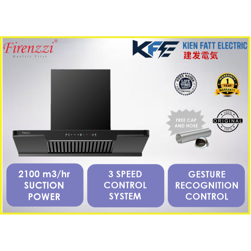 Firenzzi Cooker Hood 2100 m3/hr Suction Power FCH9163 [ Free Cap and ...