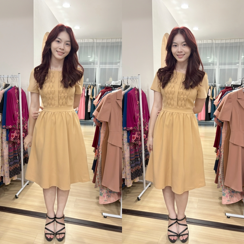 Simple and elegant premium quality short sleeves OL dress with pocket- Modano Boutique | Shopee ...