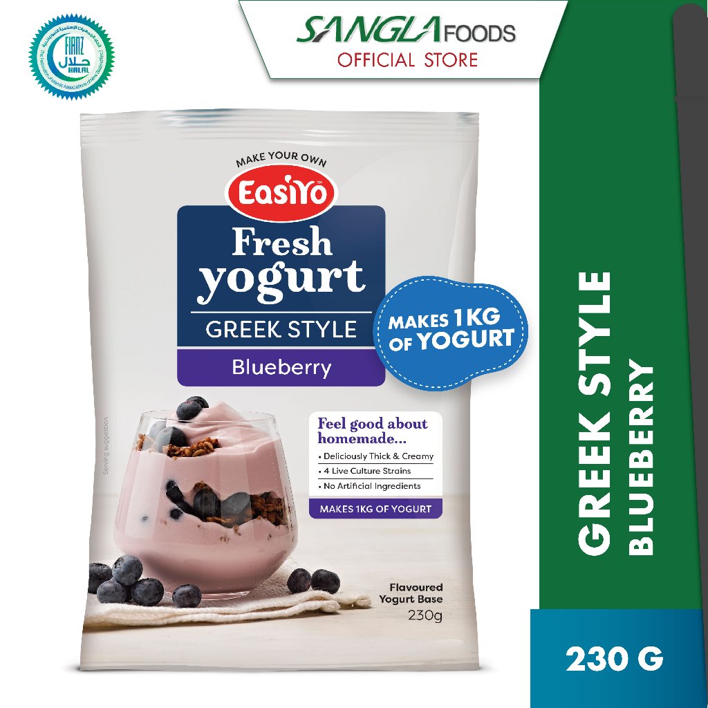 EasiYo Yogurt Greek Style Blueberry (230g/1kg) Halal Certified EXP:14 ...