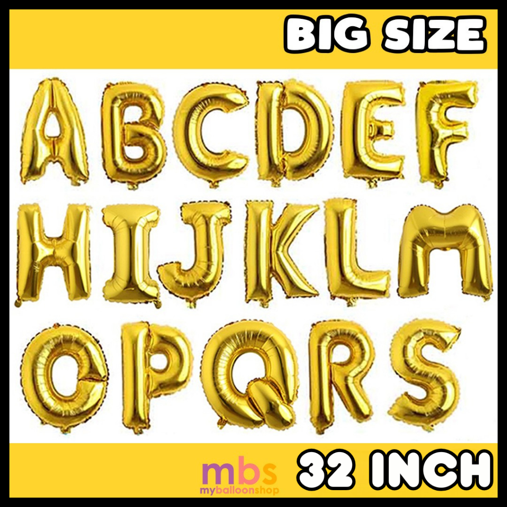 [ 32 inch ] - Gold Large Alphabet Letters Balloons | Shopee Malaysia