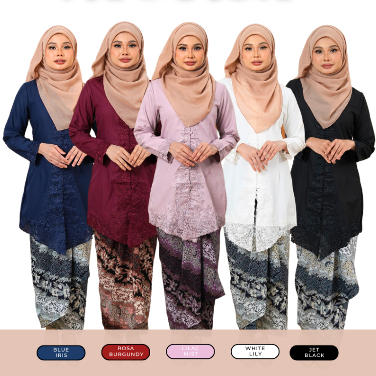 BYHISDAISY SET Kebaya Mekar Labuh Soft Cotton Linen Senang Gosok Labuh ...