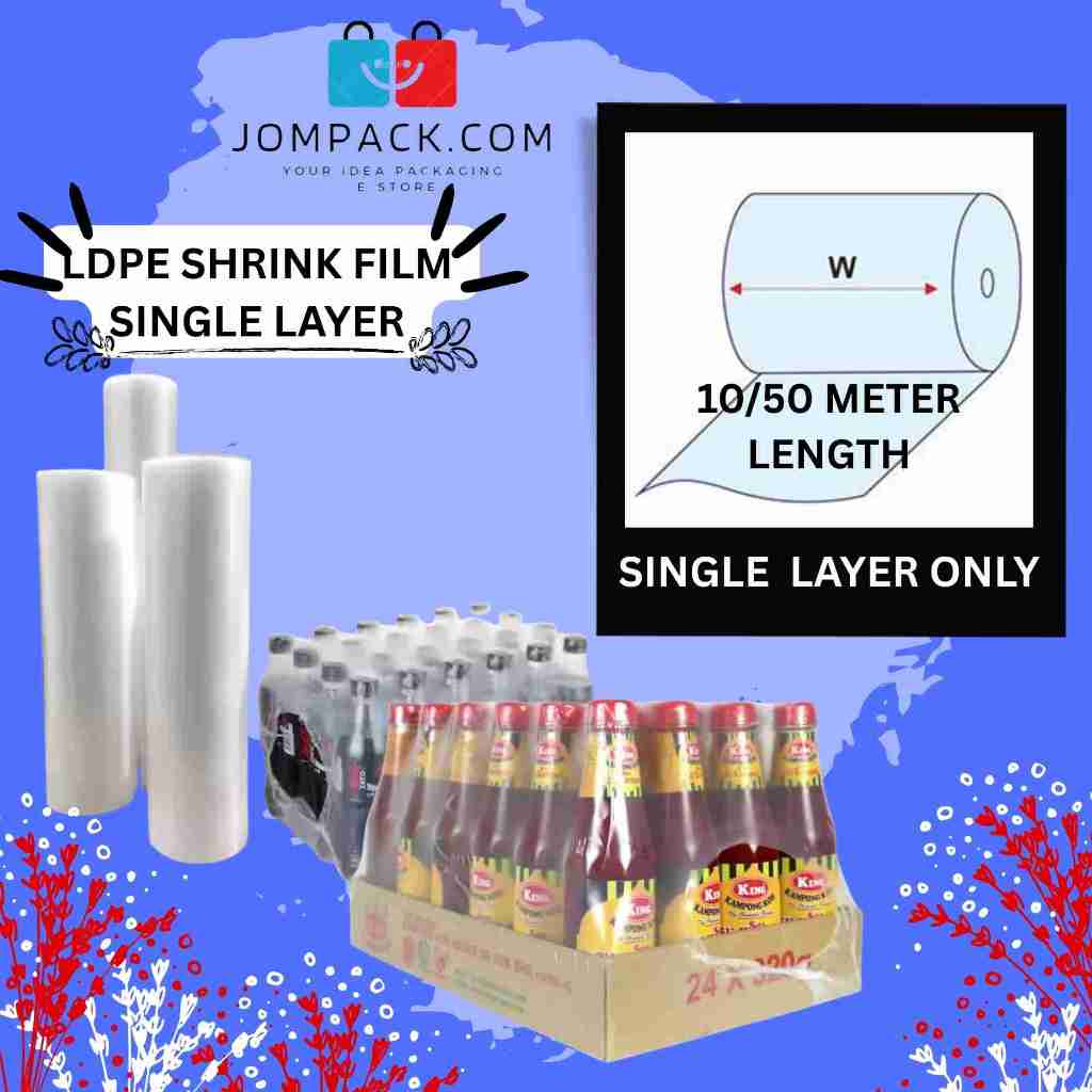 LDPE Shrink Film plastic 10M/50Meter Heat Shrink carton bottle, jar ...