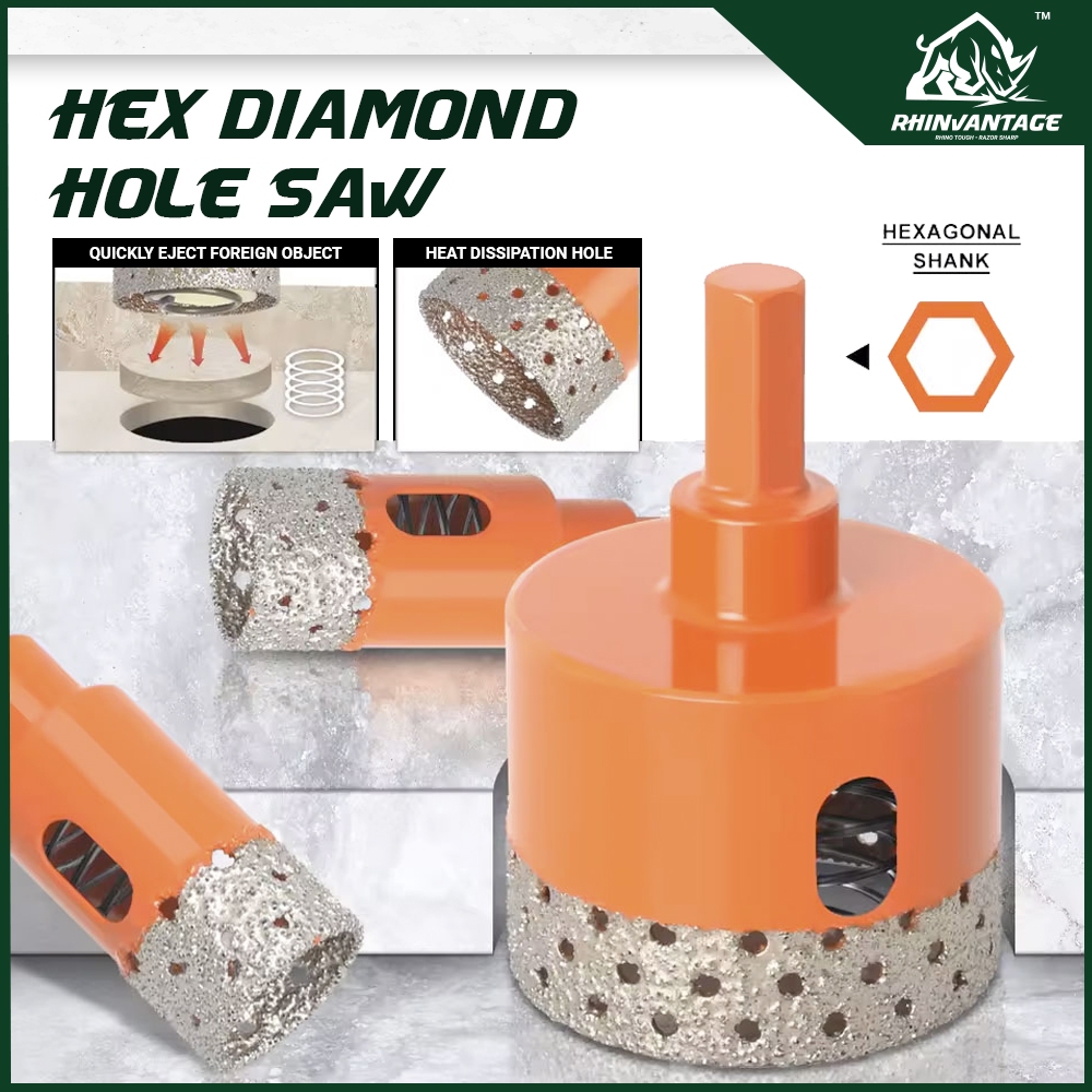RhinVantage Hex Diamond Hole Saw with Coolant Sponge and Hex Shank ...