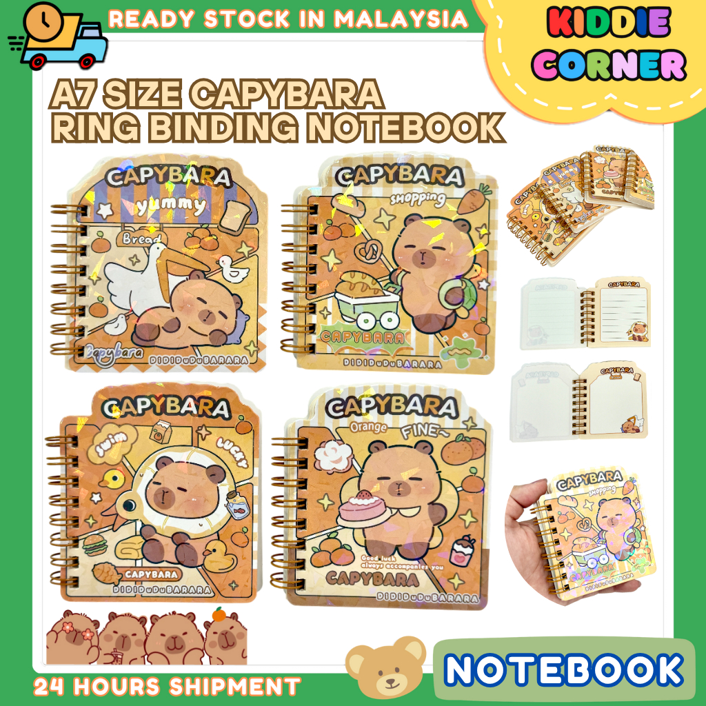 A7 notebook capybara paginated ring binding kids student journal ...