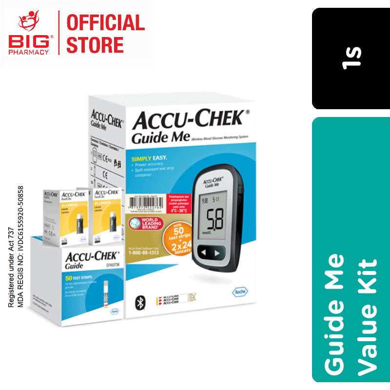 ACCU-CHEK GUIDE ME BGM + GUIDE STRIP 50S + FASTCLIX LANCET 24SX2 ...