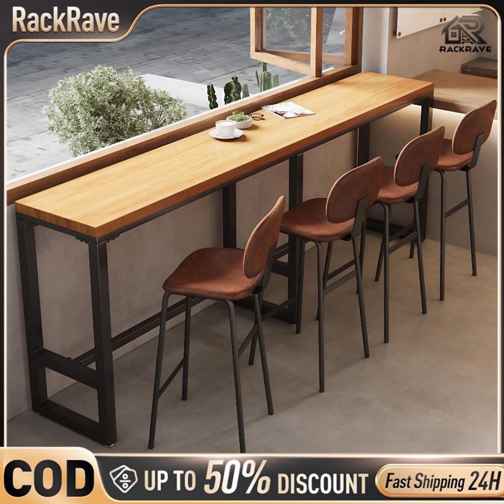 RR- Long Bar Table With High Bar Stool Home Balcony Coffee Desk 180cm ...