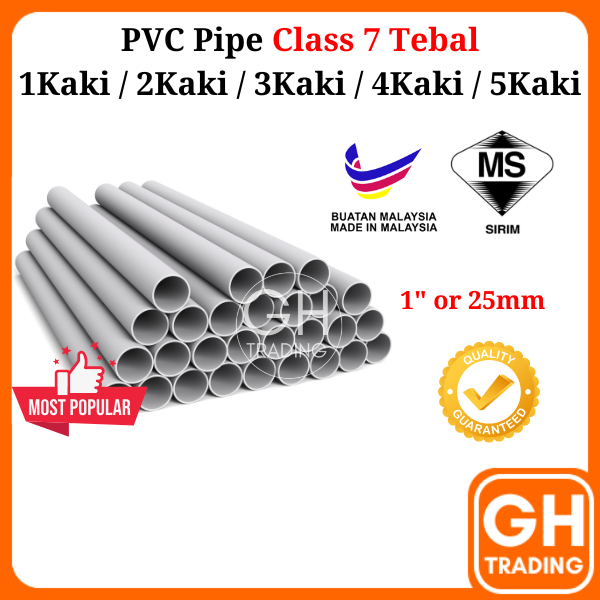 PVC Pipe Big Batang Paip PVC Hitam Paip Air Pvc 25mm 1 inci Class 7 Sirim Tebal Heavy Duty ...