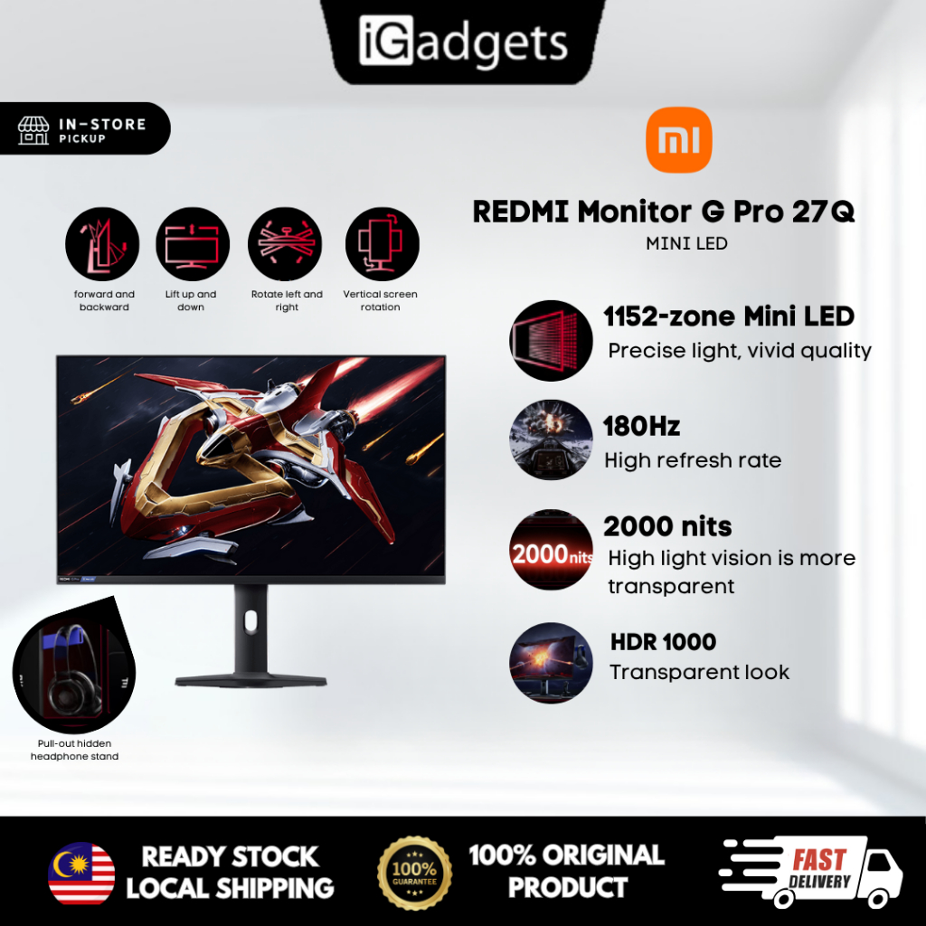 REDMI MONITOR G PRO 27Q 2K QD-miniLED 180hz 27inch | P27QDA-RGP ...