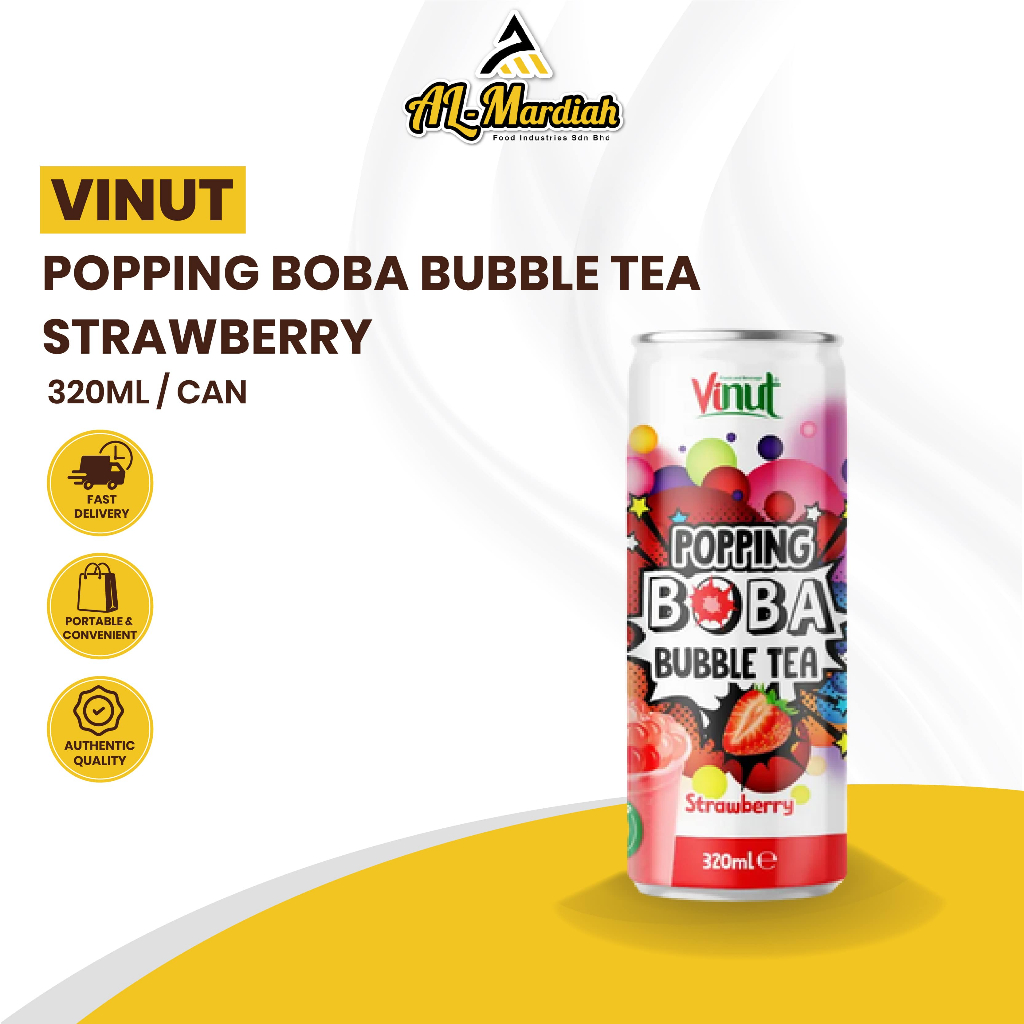 Vinut - Popping Boba Bubble Tea With Strawberry/Lychee/Mango/Peach Flavor | Shopee Malaysia