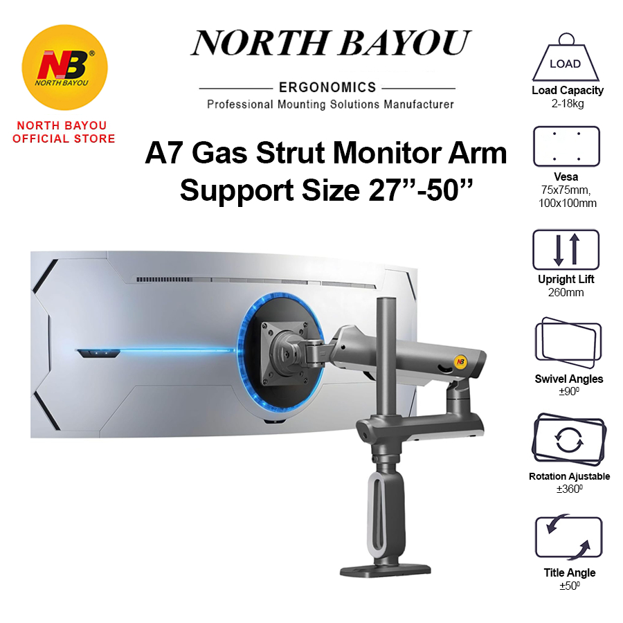 NB A7 Heavy Duty Monitor Mount Arm Support Size 27" - 50" | Shopee Malaysia