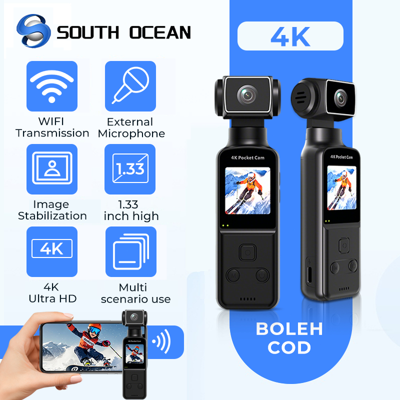 South Ocean 4K HD 1.33 Inch Anti-Shake WiFi Action Camera 270 Degree ...