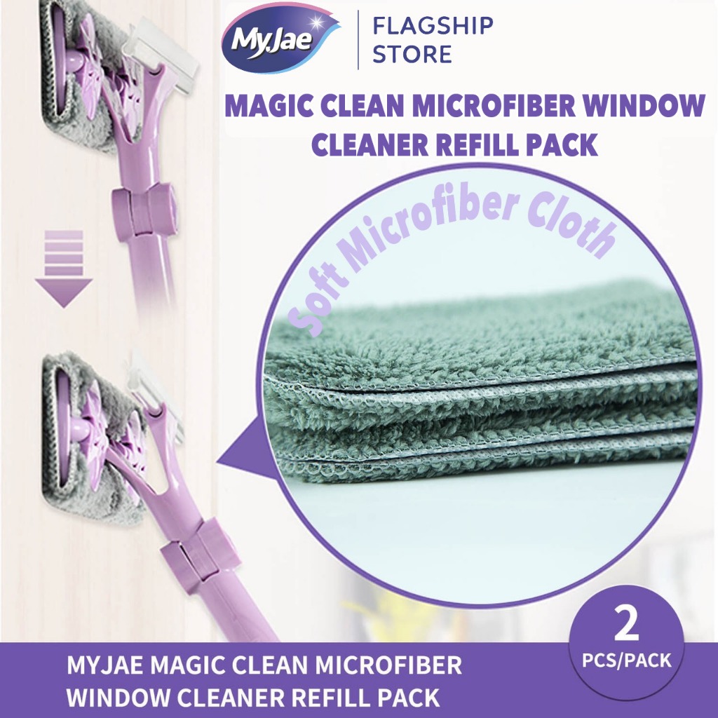 MyJae Magic Clean Microfiber Window Scrubber Refill Cloth (2 Pcs/Pack ...
