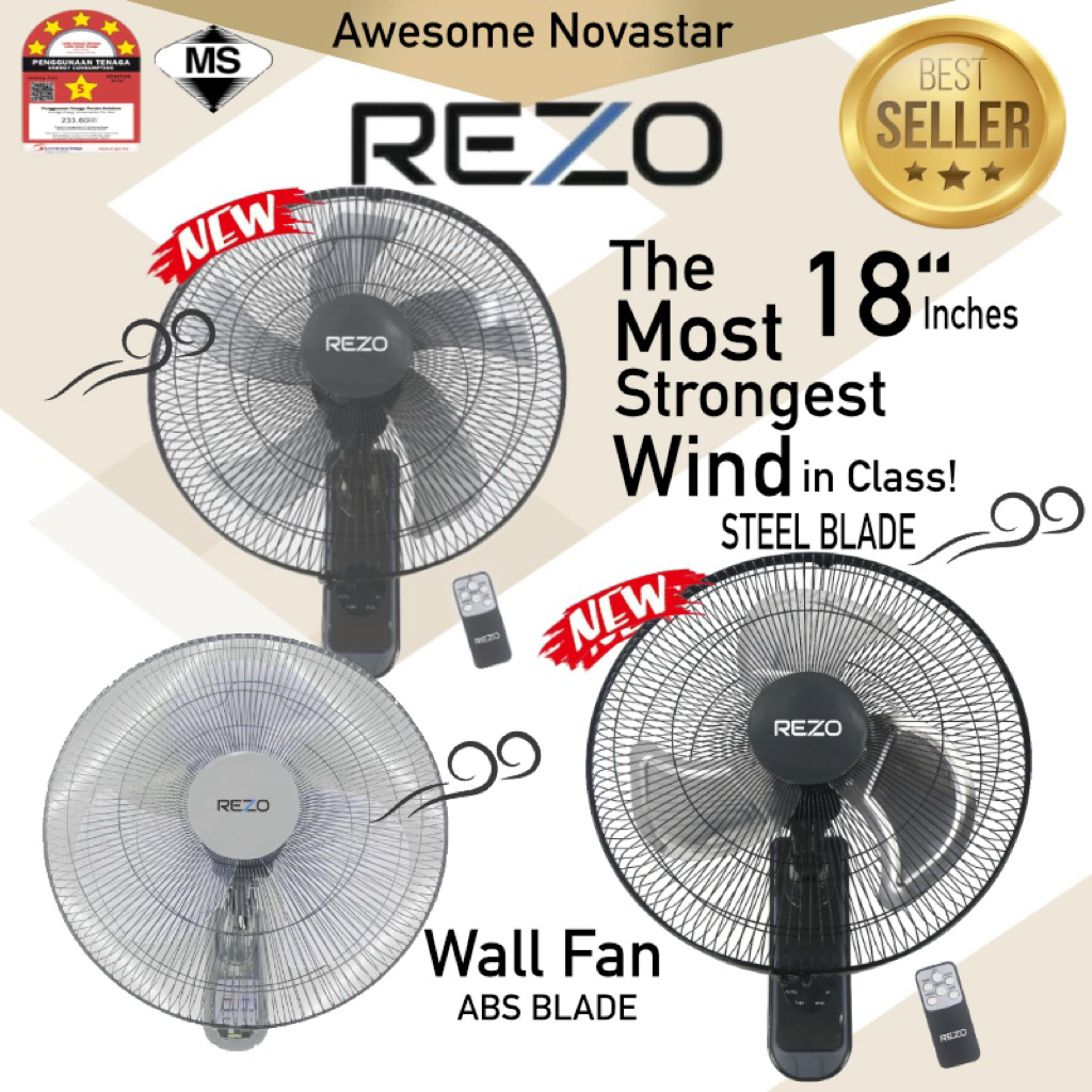 REZO 18" Wall Fan U10/U20 / W10 W20/W10S W20S Extreme Strong Wind ...