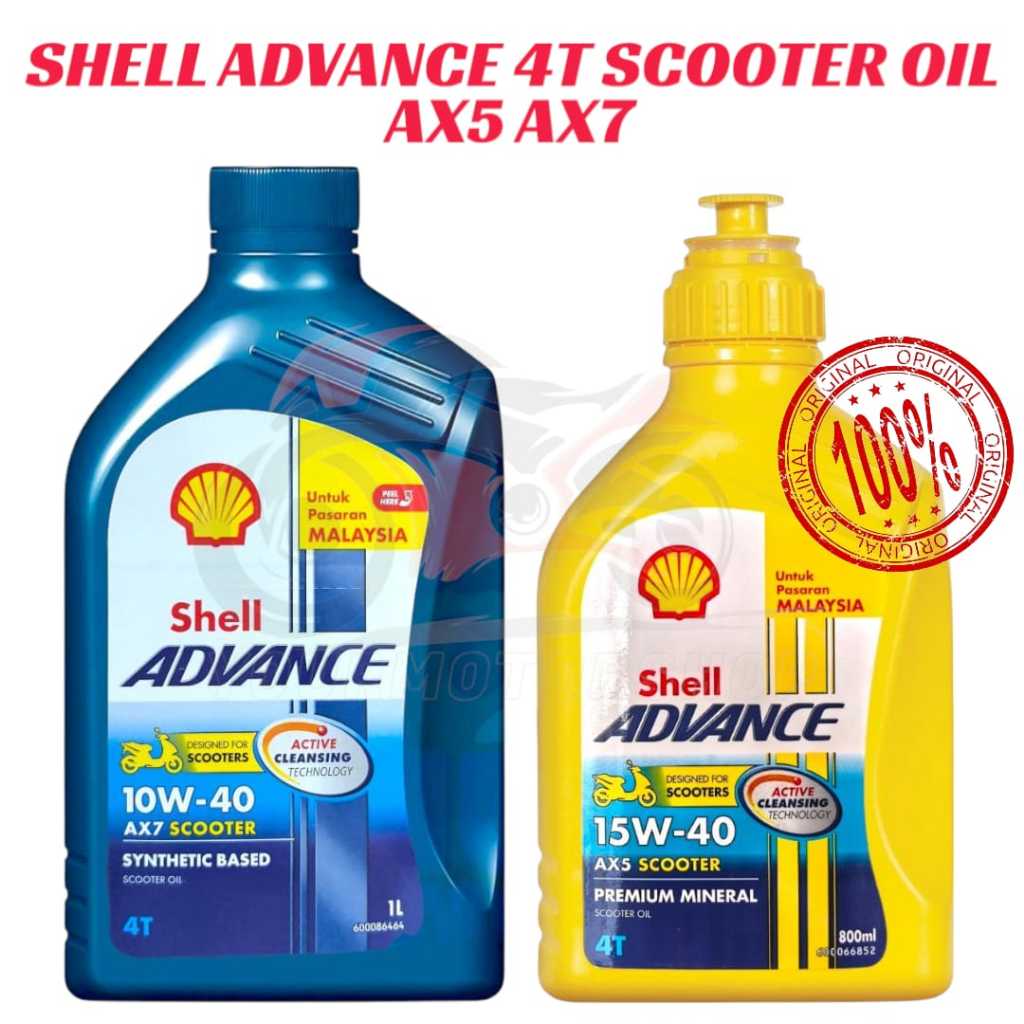 100% Original SHELL Advance 4T AX5 SCOOTER 15W40 800ml AX7 SCOOTER ...