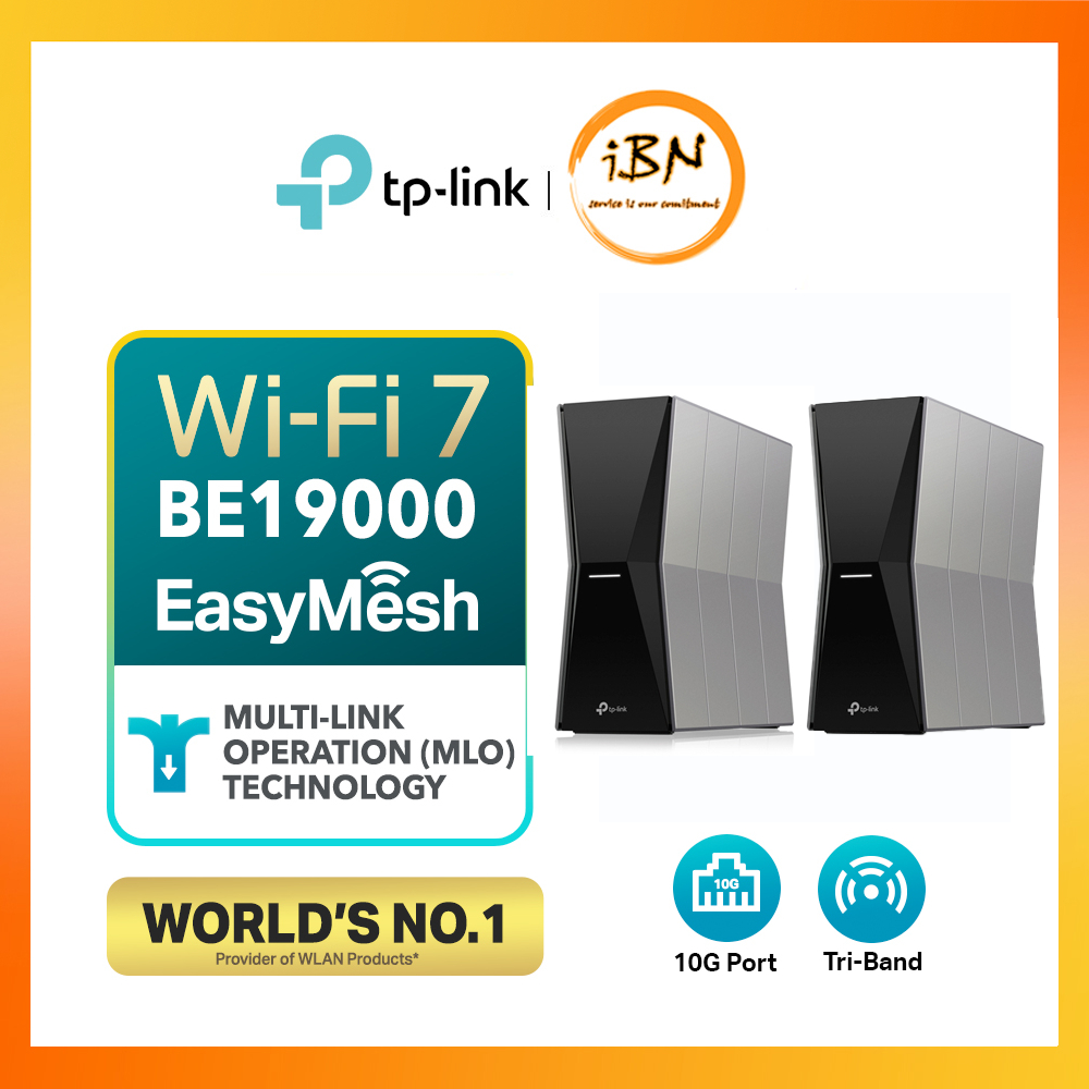 TP-Link EasyMesh WiFi 7 BE19000 Tri-Band 10G + 4x 1G Ports Router with ...