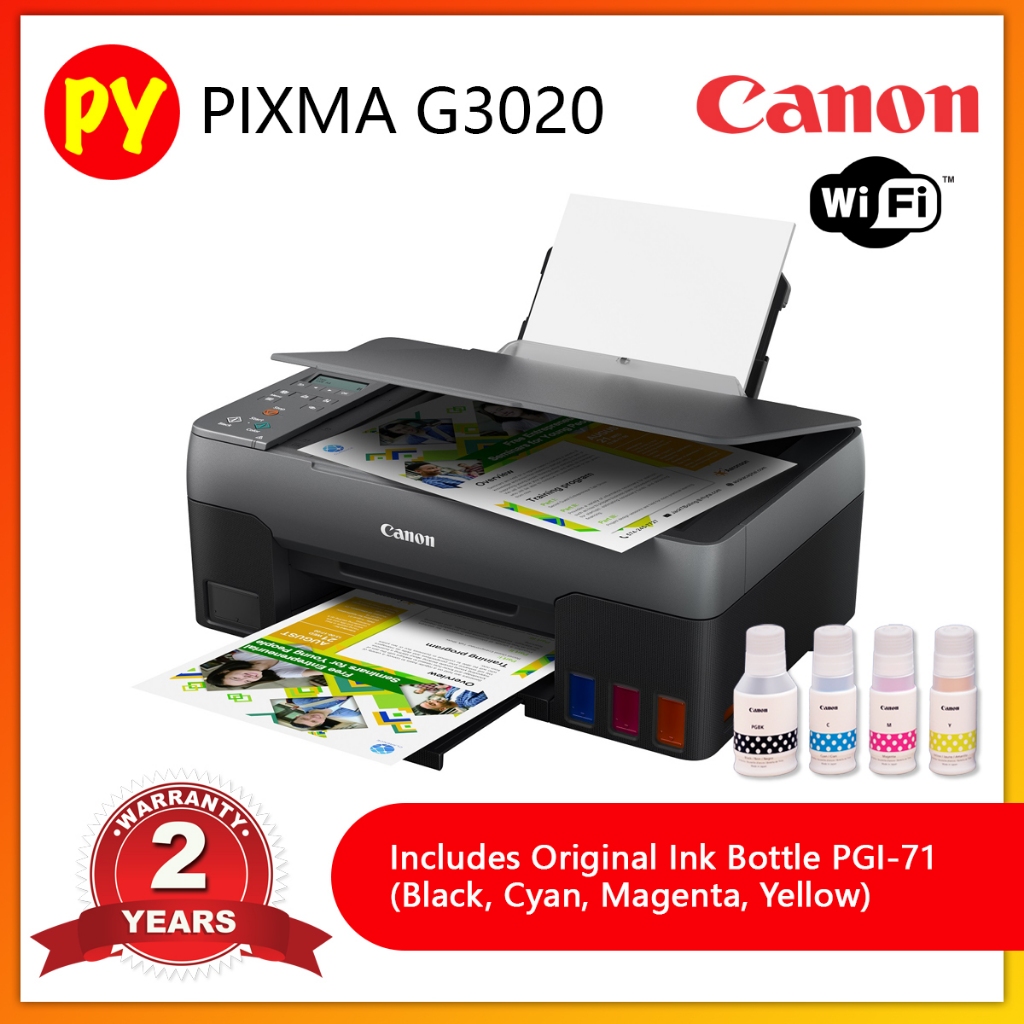 Canon PIXMA G3020 Bottle Ink Tank All-In-One WiFi Printer(Print, Scan ...