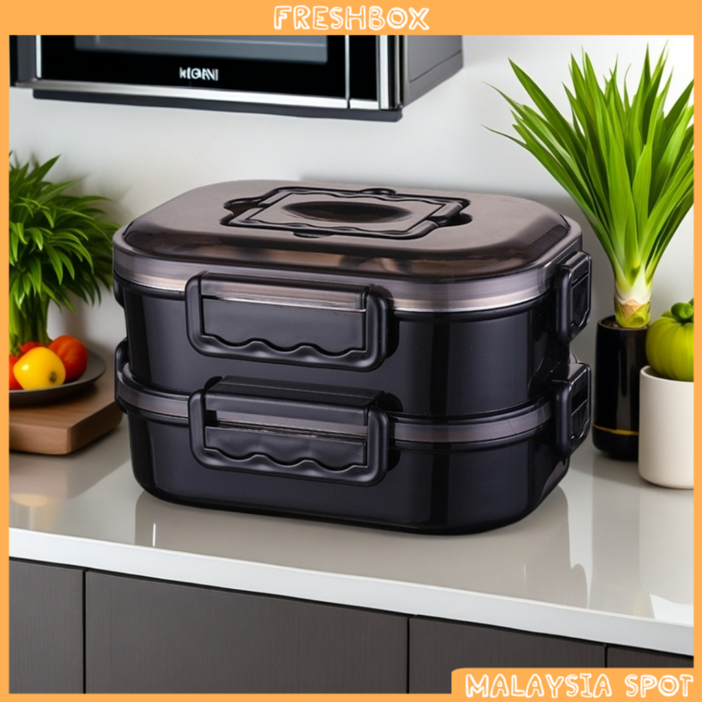 【Ready Stock】1200/1800/2500ml Stainless Steel Bento Lunch Box Double ...