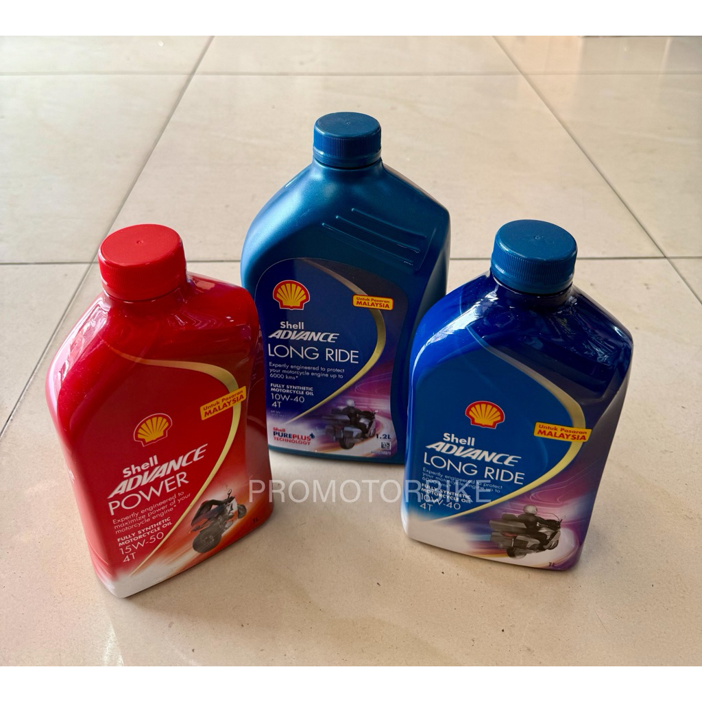 SHELL ADVANCE 4T LONG RIDE 10W-40 / POWER 15W-50 FULLY SYNTHETIC 1LITRE ...