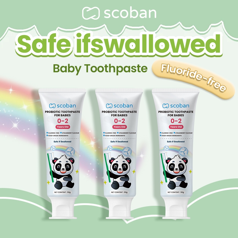 【3pcs】Scoban Baby Toothpaste 0-2 Years Old (Fluoride Free), Safe to ...