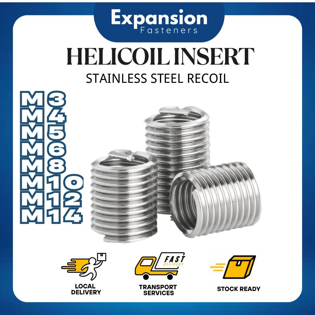 Helicoil Recoil Insert M3 M4 M5 M6 M8 M10 M12 | 304 Stainless Steel ...