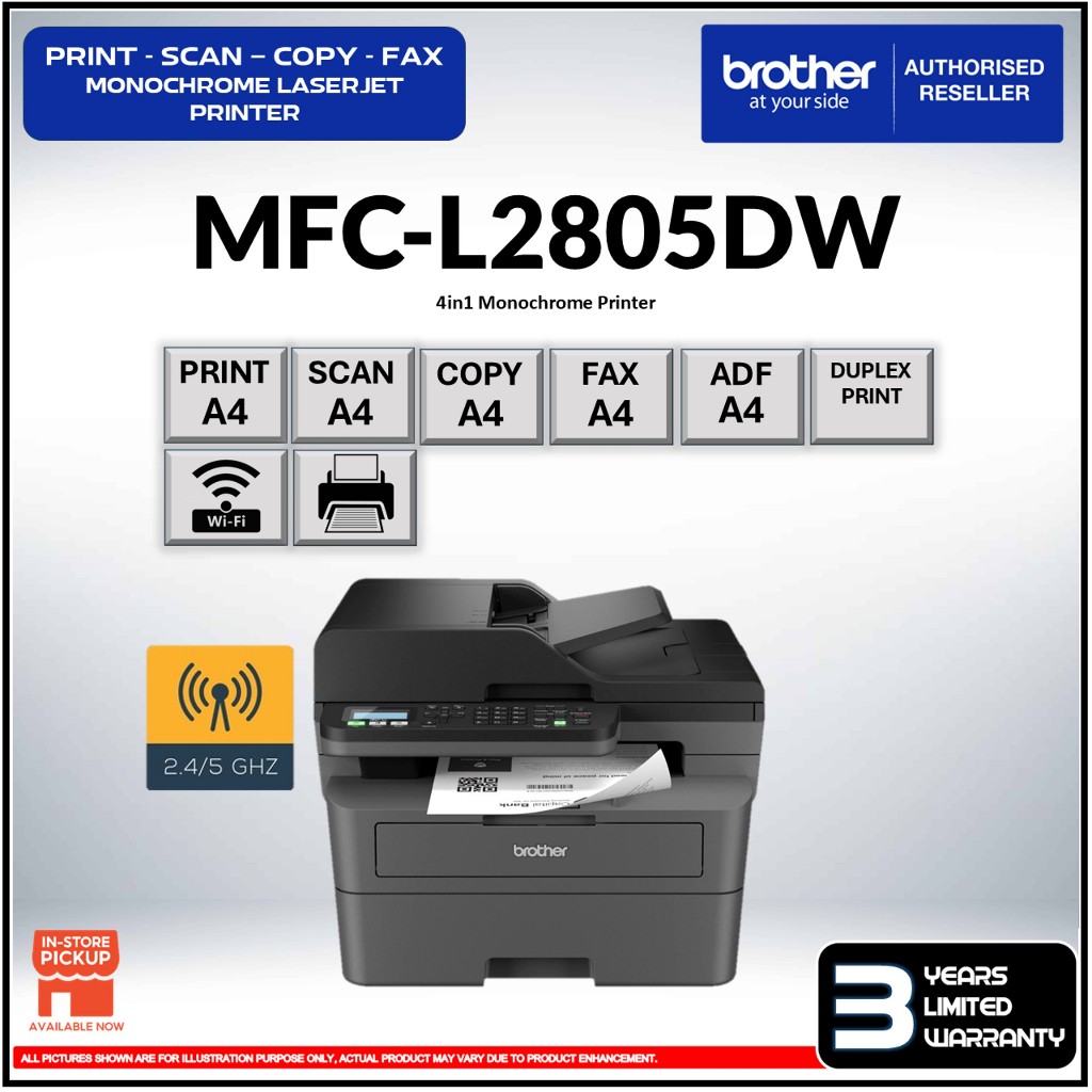 Brother Monochrome Laserjet A4 4in1 Printer MFC-L2805DW DCP-L2640DW ...