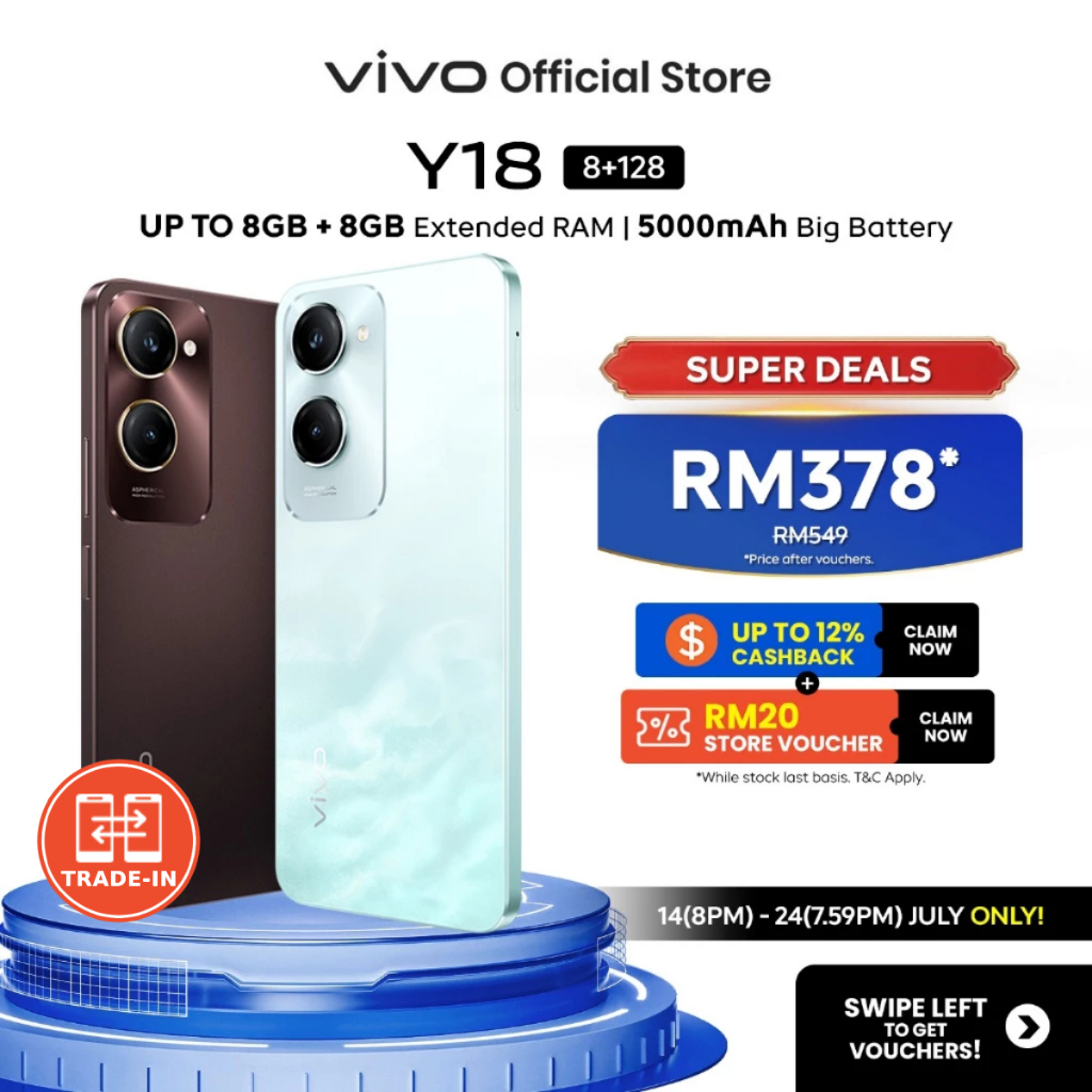 Vivo Y18 Smartphone | 5000 mAh Battery + 3 Year Durable Battery | 50MP ...