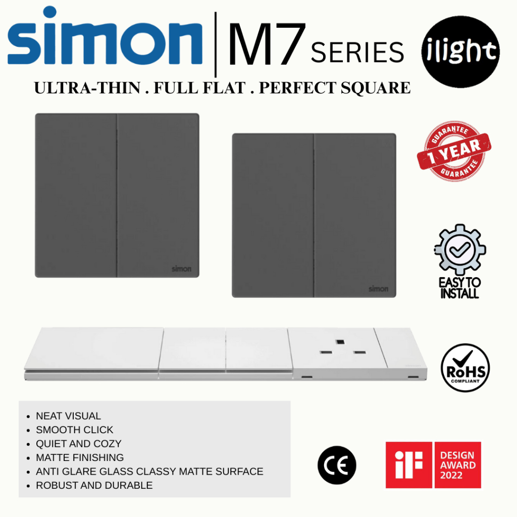 Simon M7 AIR Ultra Thin Perfect Square Modern Wall Switch Socket 1G 2G ...