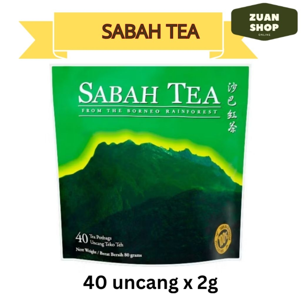 SABAH TEA Teh Sabah Borneo Tea Leaf PotBags - 40 Uncang x 2g | Shopee ...