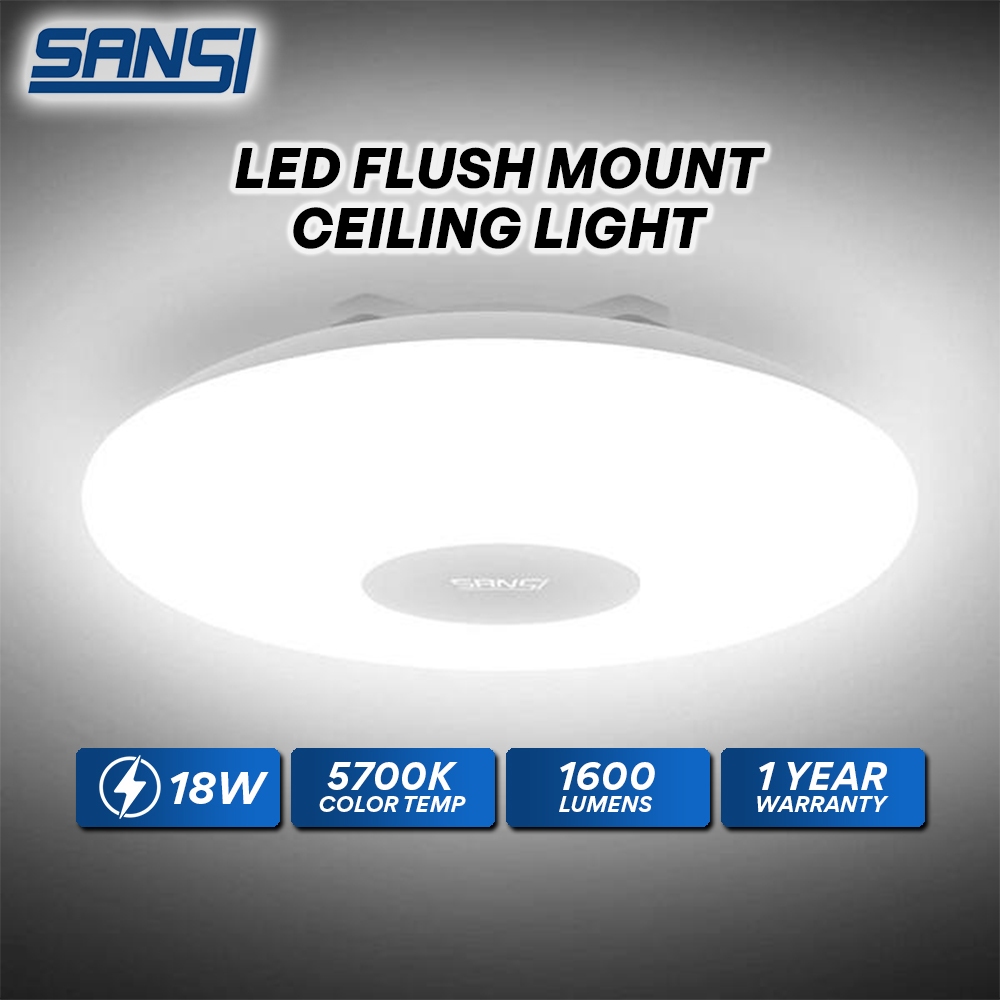 SANSI 18W LED Flush Mounted Reflective Ceiling Light Lampu 5700K Cool ...