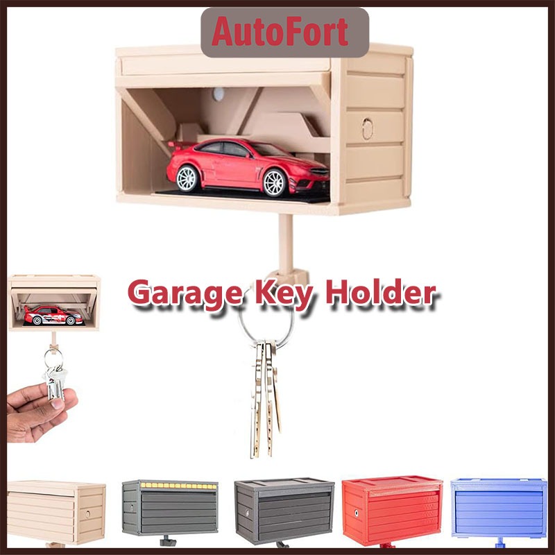 Car Key Holder Garage Shaped with Opening Door Wall-Mounted Key ...