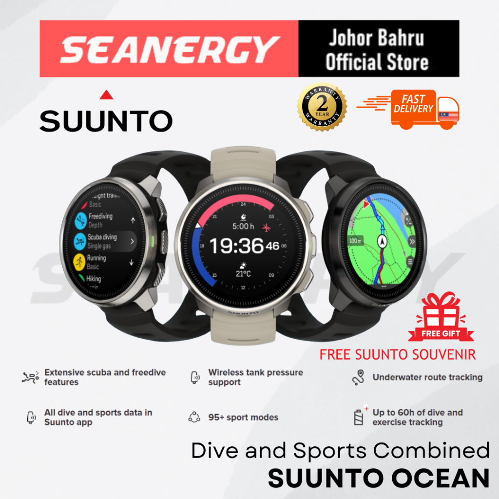 SUUNTO OCEAN Dive Computer Multi Sports Scuba Diving Freediving Nitrox ...