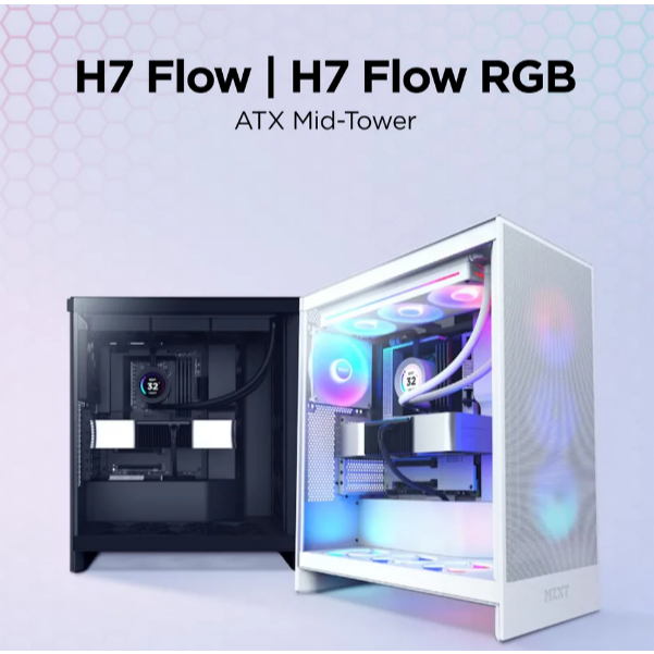 NZXT H7 Flow / H7 Flow RGB 2024 Mid-Tower ATX Airflow PC Case | Shopee ...
