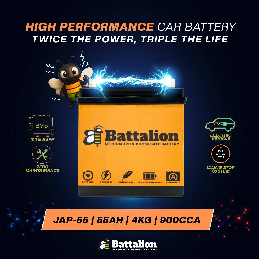 JAP55 Battalion Lithium Iron Phosphate Performance Car Battery 55AH ...