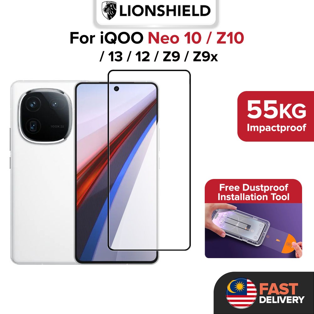 (MY) LionShield iQOO Neo 10 / Z10 / 13 / 12 / Z9 / Z9x 5G HD Clear Tempered Glass Screen ...