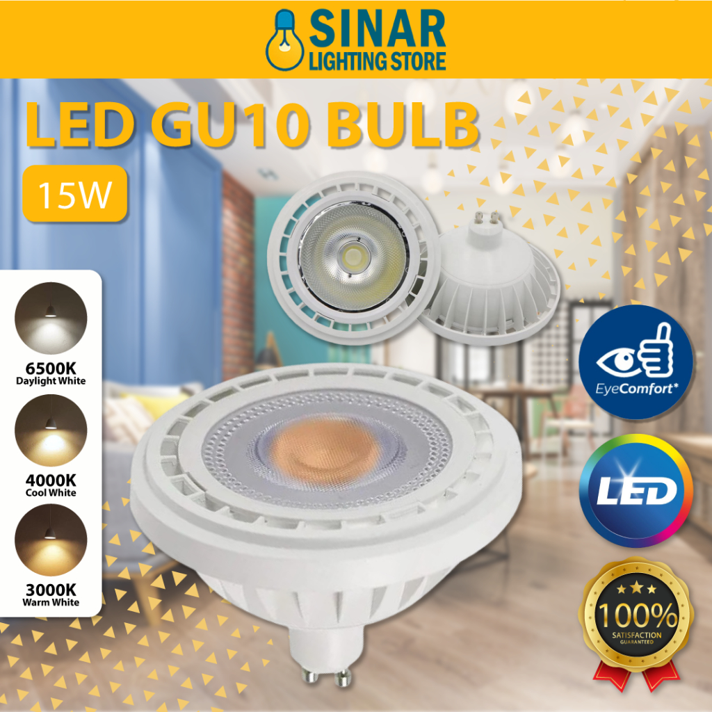 AR111 GU10 LED Bulb 15W Warm White 4000K Spotlight Bulb Ceiling Light Bulb | Shopee Malaysia