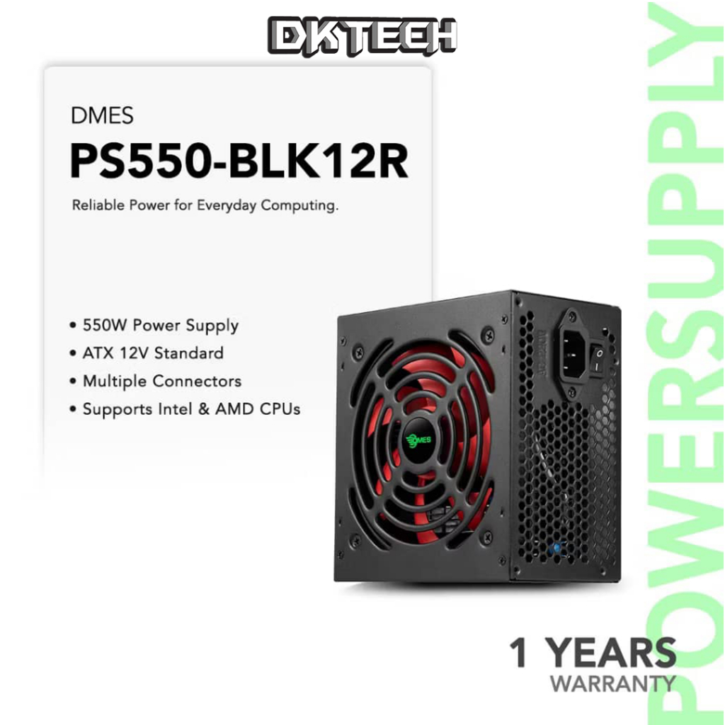 Dmes PS550-BLK12R ATX Power Supply 550W Basic PSU Dual 12V Rail SATA ...