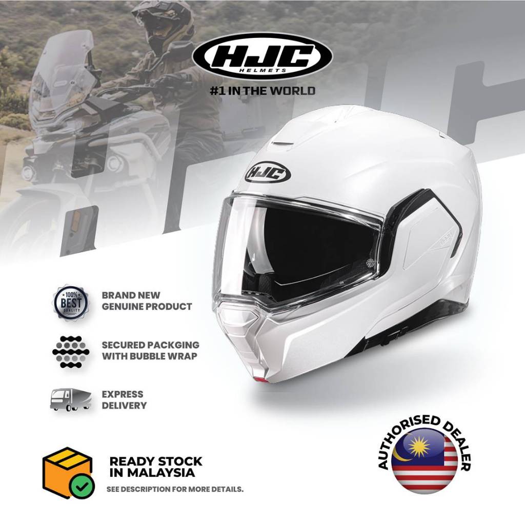 MODULAR HJC i100 Helmet - Pearl White (Full Rotational Chin Bar) motor ...