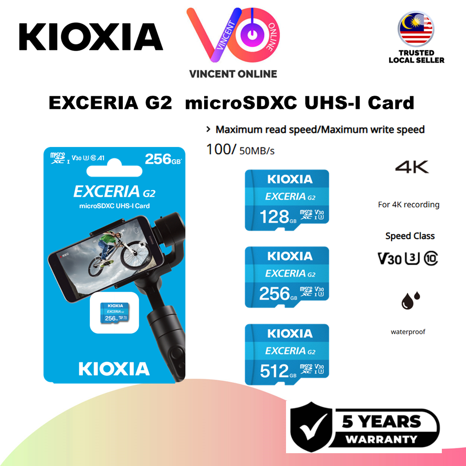 KIOXIA Exceria G2 microSD Card UHS-I (128GB_256GB_512GB) 4K Video V30 U3 Class10 A1 | Shopee ...