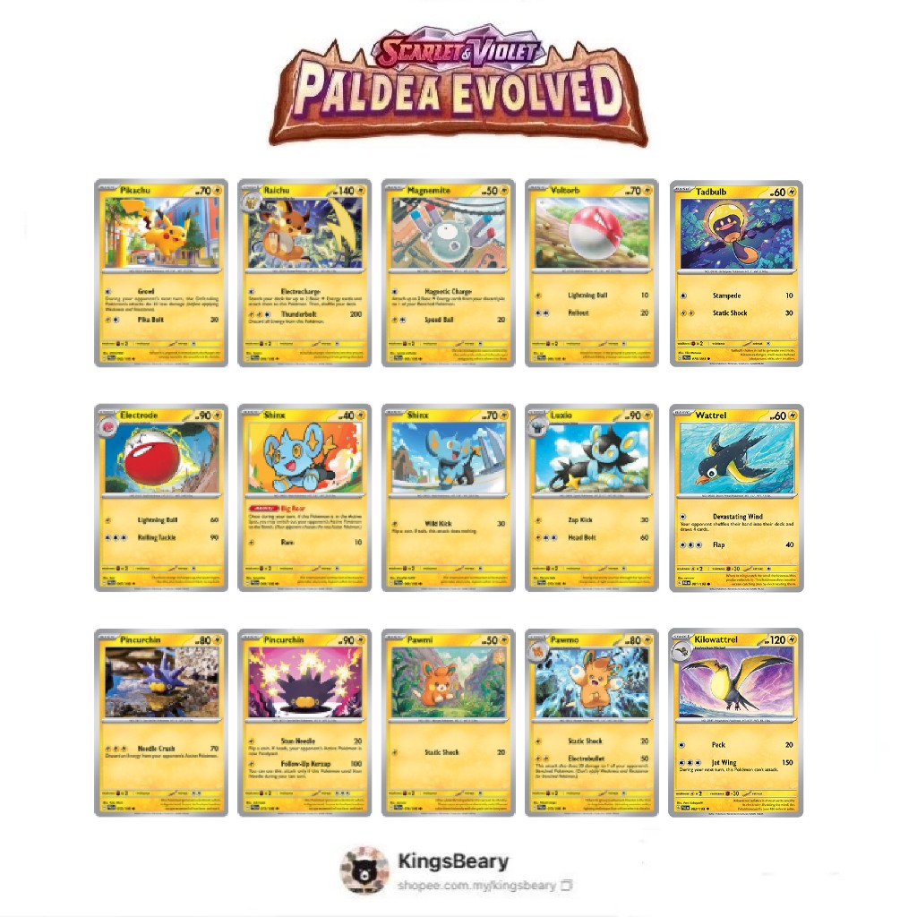 Paldea Evolved | Electric type Pokemon Common / Uncommon Card | Pokemon ...