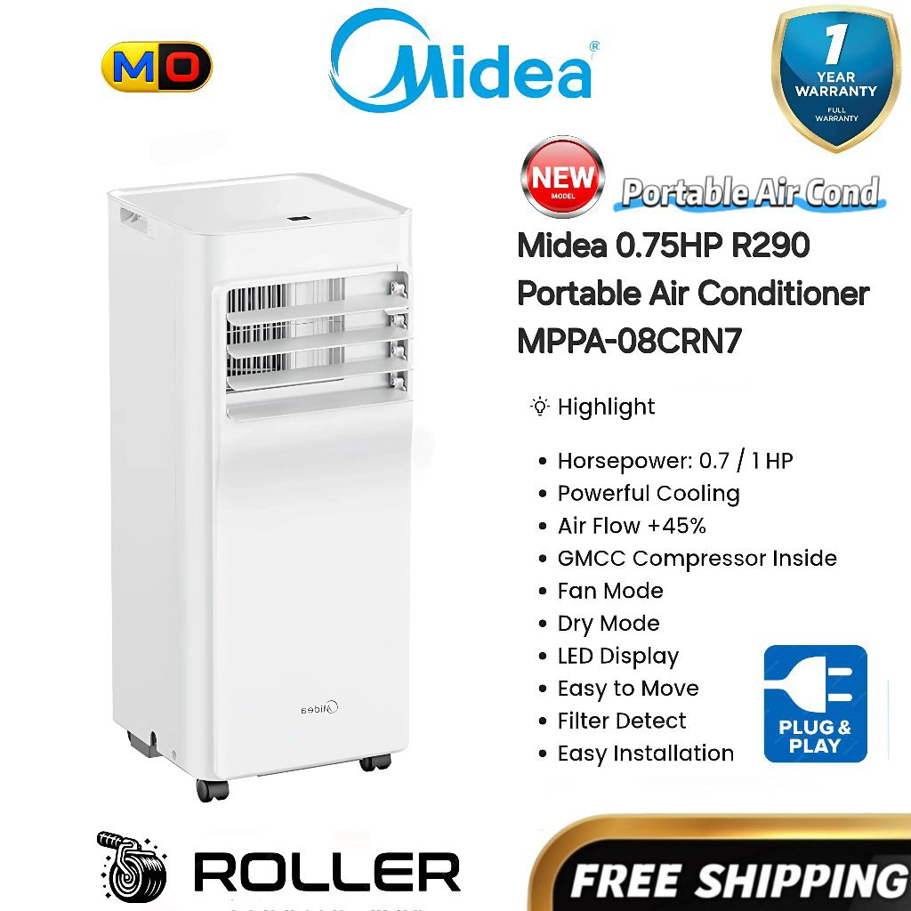 （FREE SHIPPING）Midea R290 Portable Air Conditioner MPPA-O8CRN7 With ...