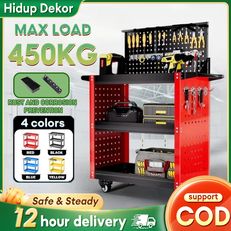 Heavy Duty Tool Trolley 3 Layers Service Cart Metal Steel Troli Trolley ...