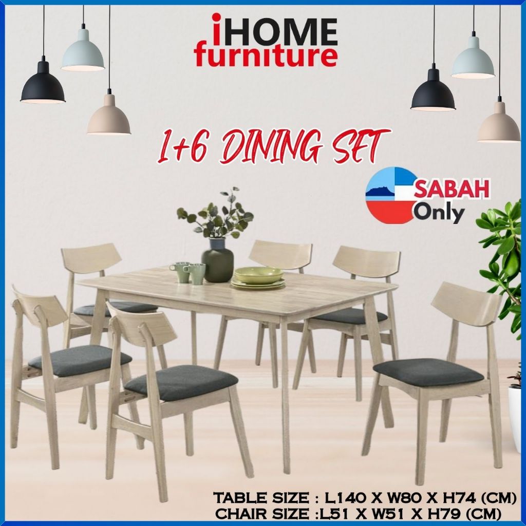 iHOME SABAH FURNITURE 🔥READY STOCK🔥 Dining Set 1+4+Bench / 1+6 / 1+2 ...