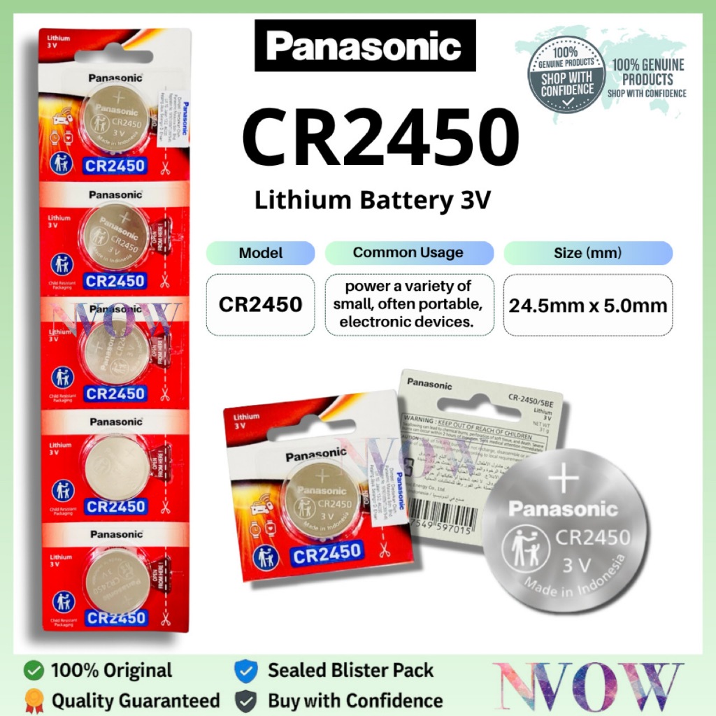 Original Panasonic CR2450 3V Lithium Battery | Watch / Jam Tangan ...