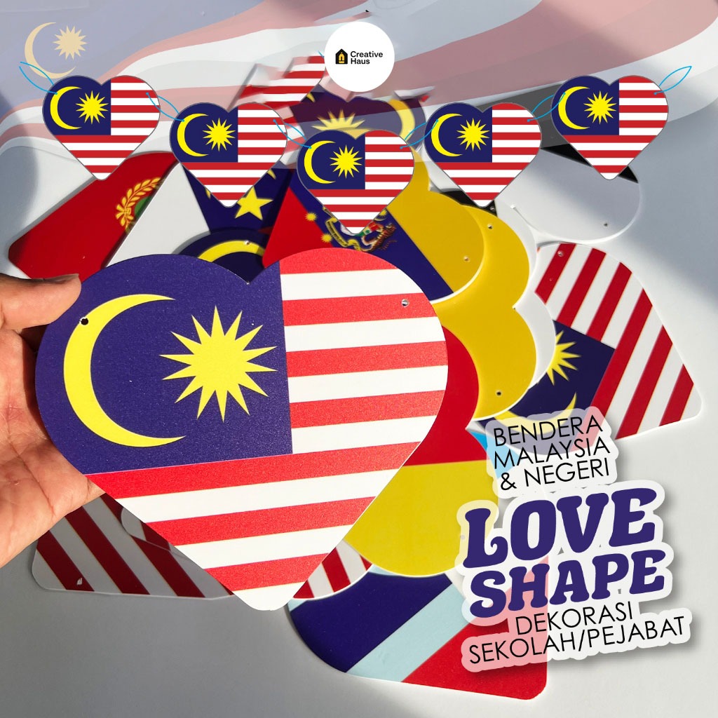 LOVE Merdeka – Dekorasi Viral Hiasan Bendera Malaysia Bentuk Hati untuk ...
